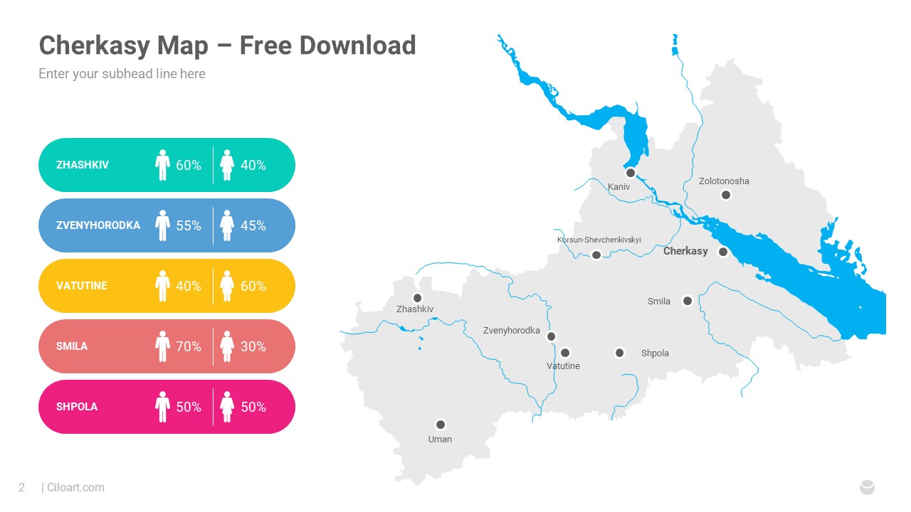 Cherkasy Map Free PowerPoint Infographics Templates Design | CiloArt